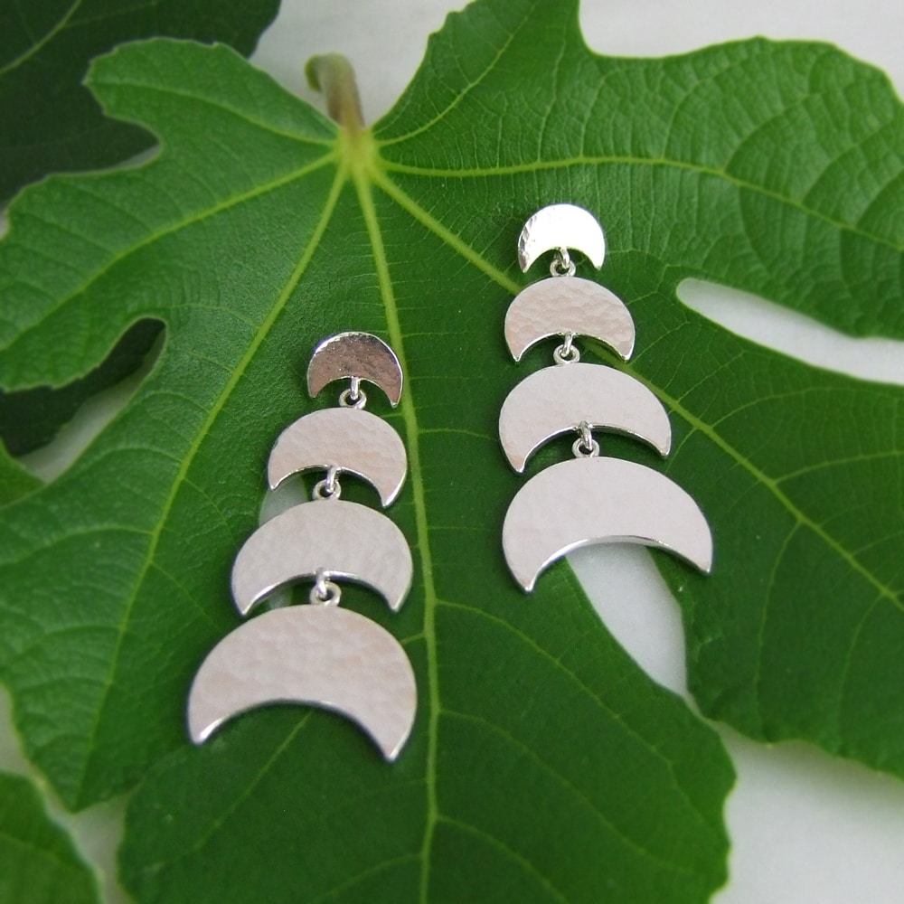 Waning Crescent Moon Long Earrings - Alexis Dove Jewellery