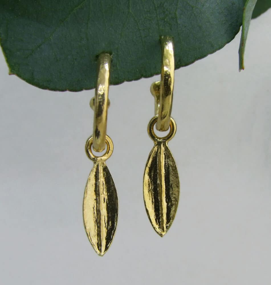 Small Long Leaf Mini Hoops - Alexis Dove Jewellery