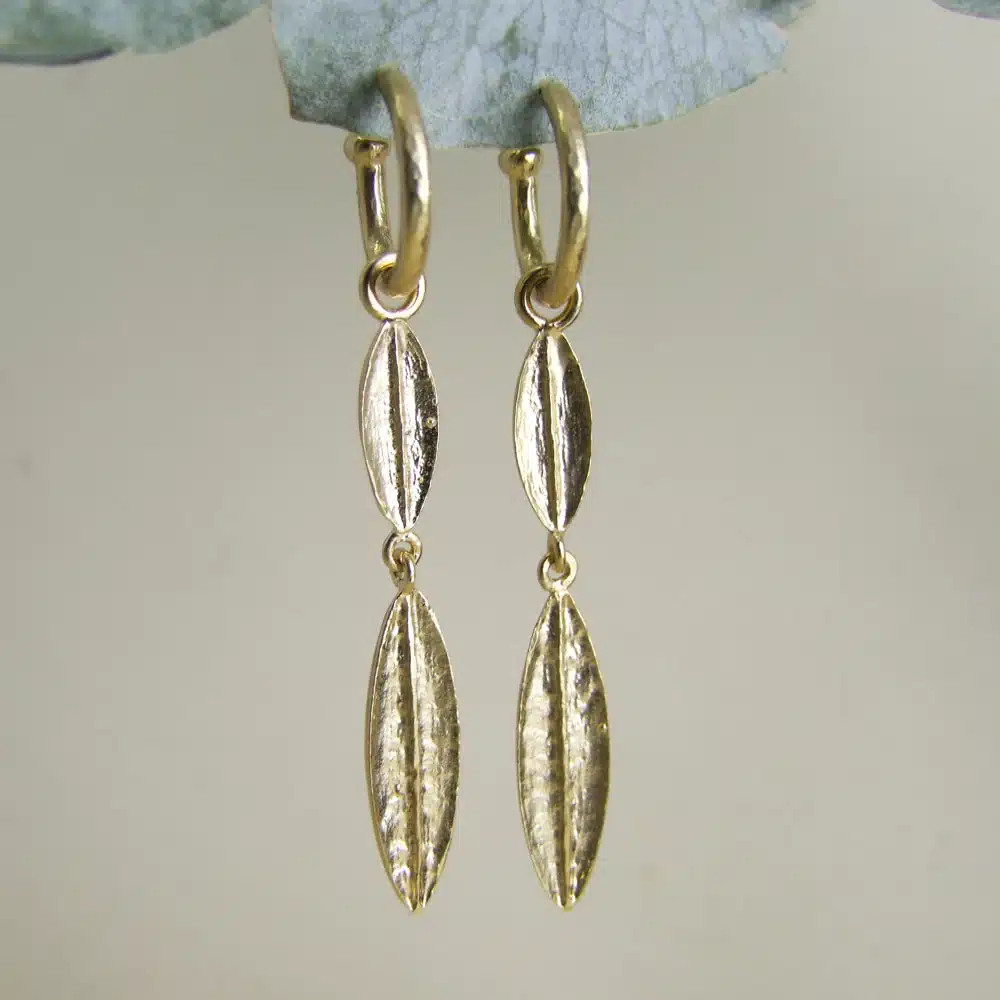 Sarissa Double Leaf Mini Hoops - Alexis Dove Jewellery