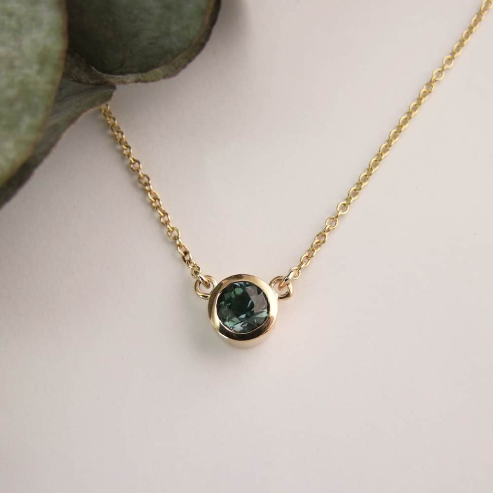 Teal Sapphire Round Necklace - Alexis Dove Jewellery